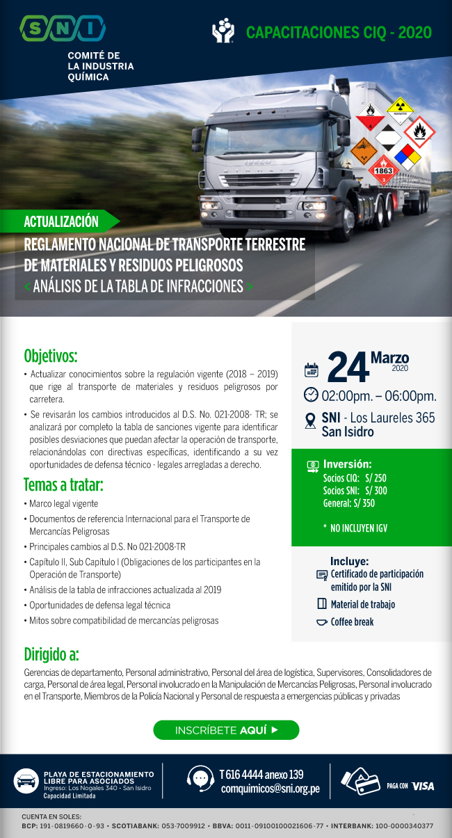 REGLAMENTO NACIONAL DE TRANSPORTE TERRESTRE DE MATERIALES Y RESIDUOS PELIGROSOS – Sociedad ...